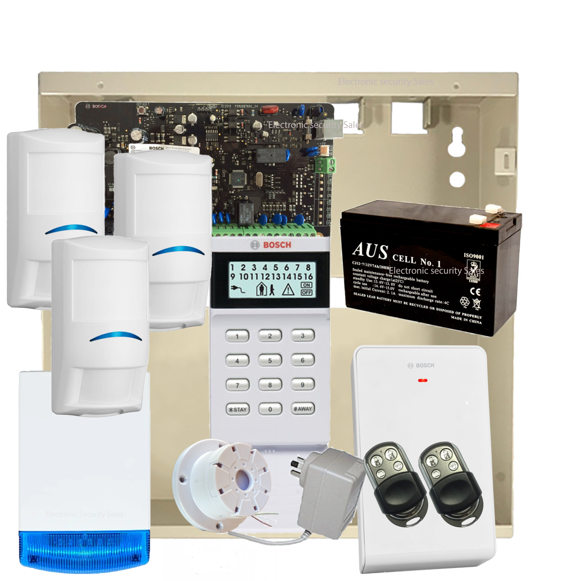 Bosch Solution 3000 Wireless Kit with ICON Keypad, 2x Premium Remotes ...